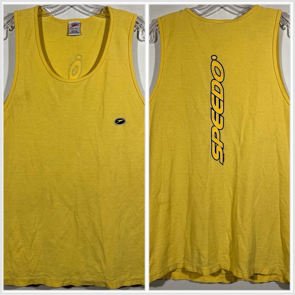 Speedo | Shirts | Vintage 9s Speedo Mens Yellow Tank Top Xl Sportswear ...